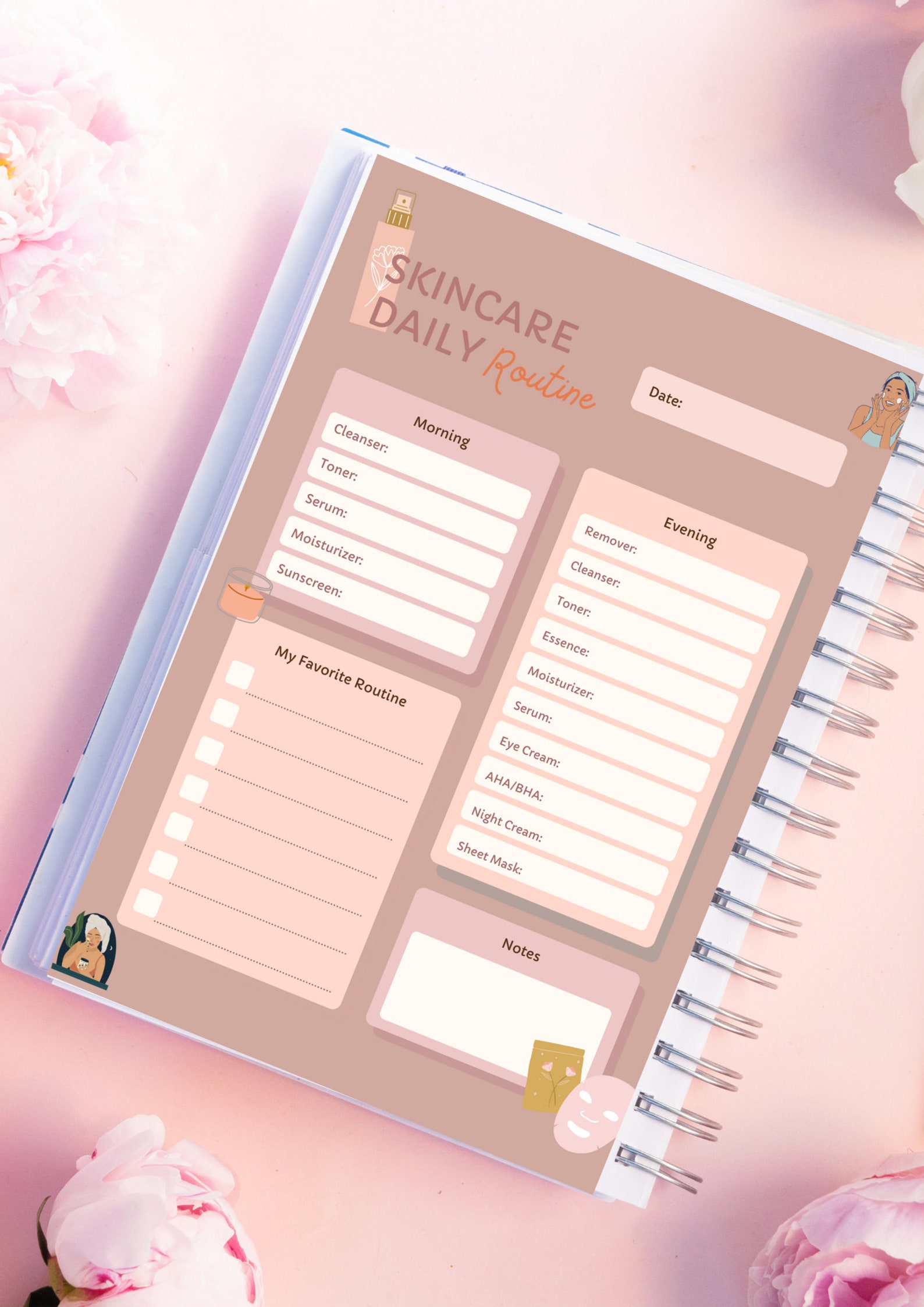 Skincare Template, Skincare Tracker, Skincare Printable, Skincare ...