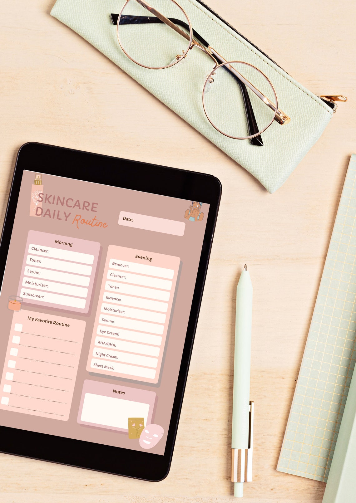 Skincare Template, Skincare Tracker, Skincare Printable, Skincare ...