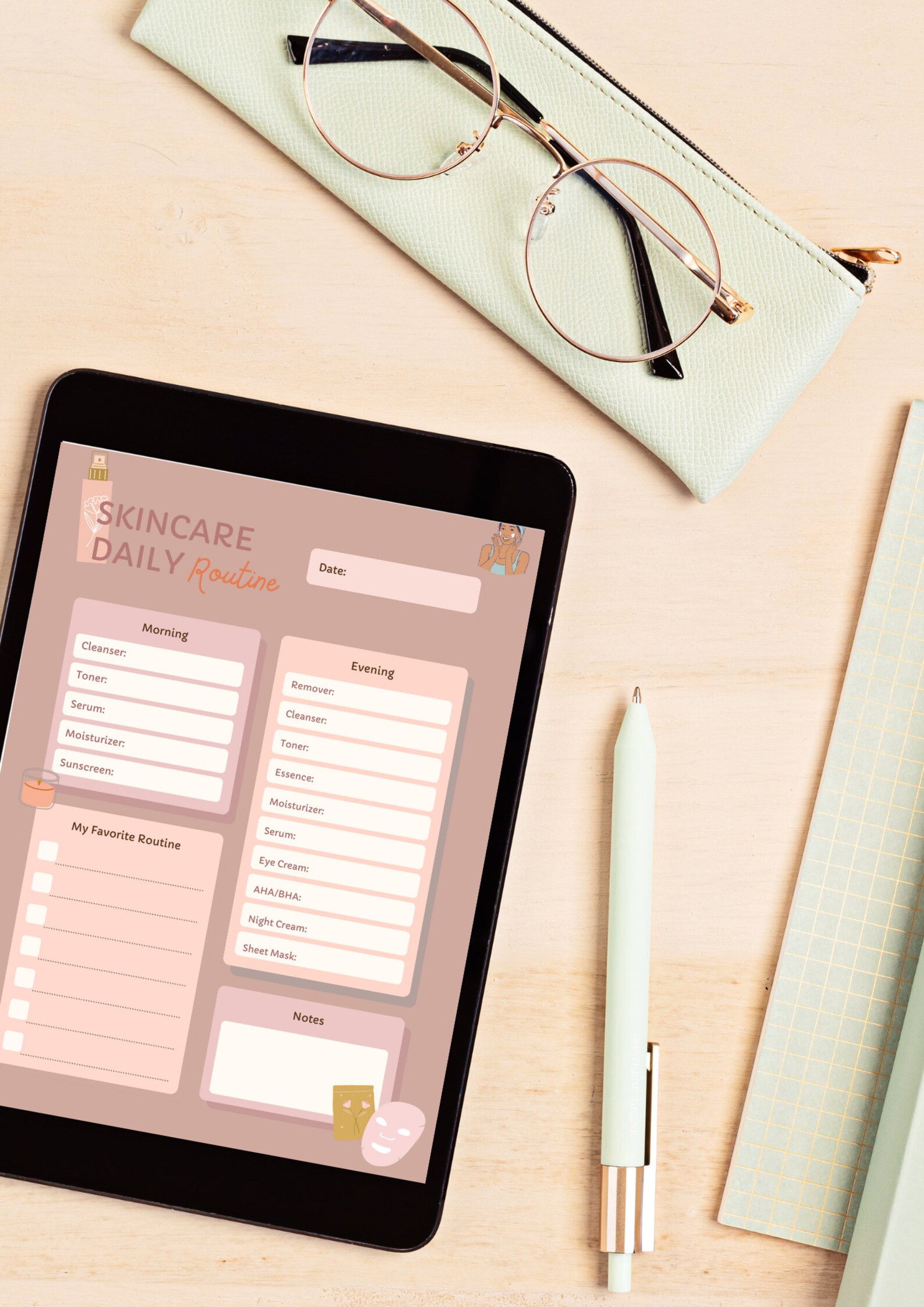 Skincare Template, Skincare Tracker, Skincare Printable, Skincare ...