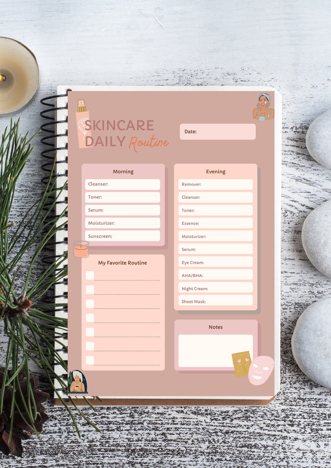 Skincare Template, Skincare Tracker, Skincare Printable, Skincare ...