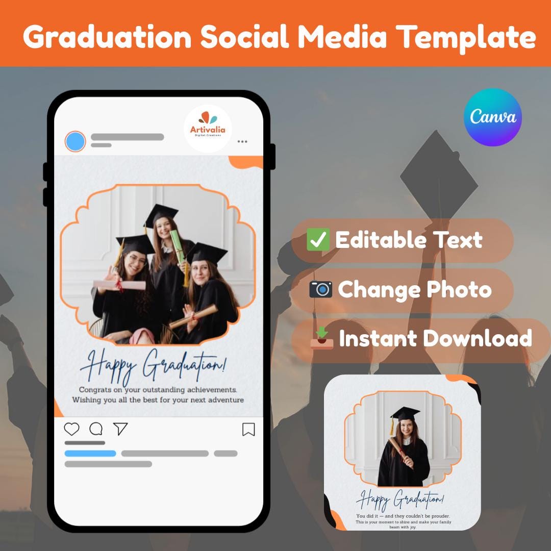 Happy Graduation Social Media Template 2025, Canva Editable, Class of ...