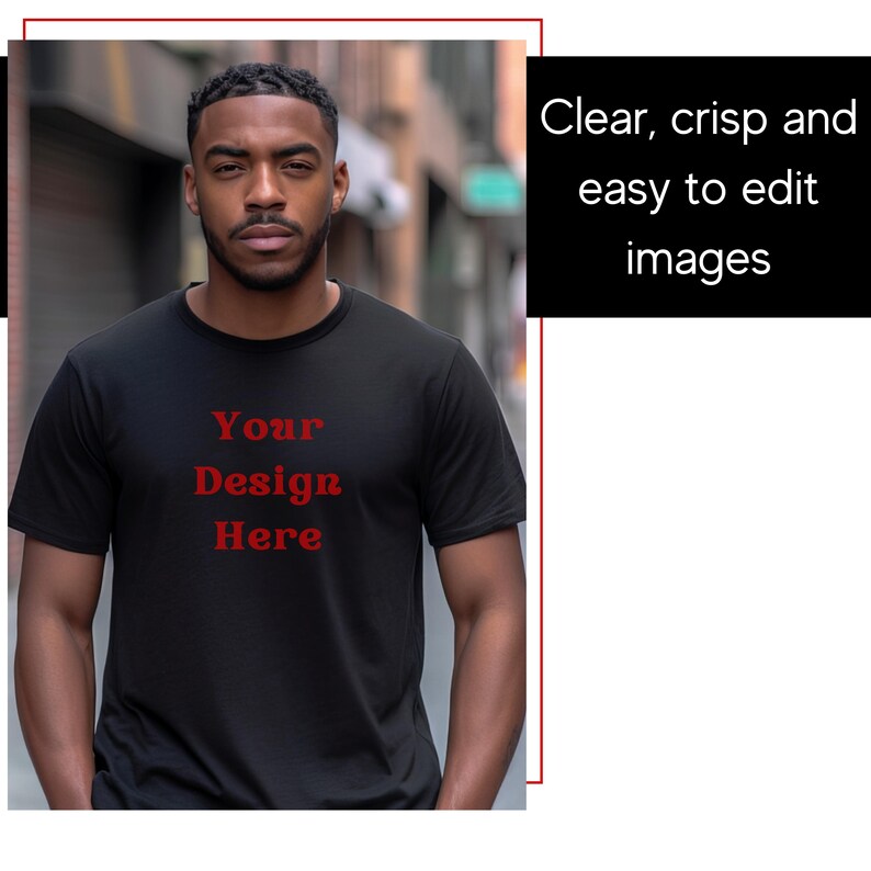 Gildan 64000 Mockup, Black, Mens Mockup, Black Model Mockup, Gildan ...