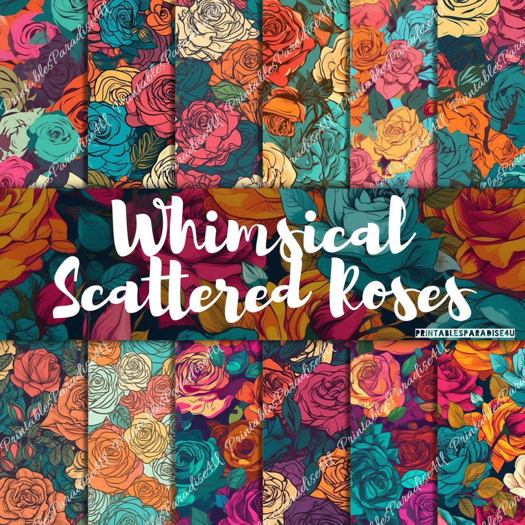 Watercolor Floral Scrapbooking Kit Digital Backgrounds, Watercolor ...