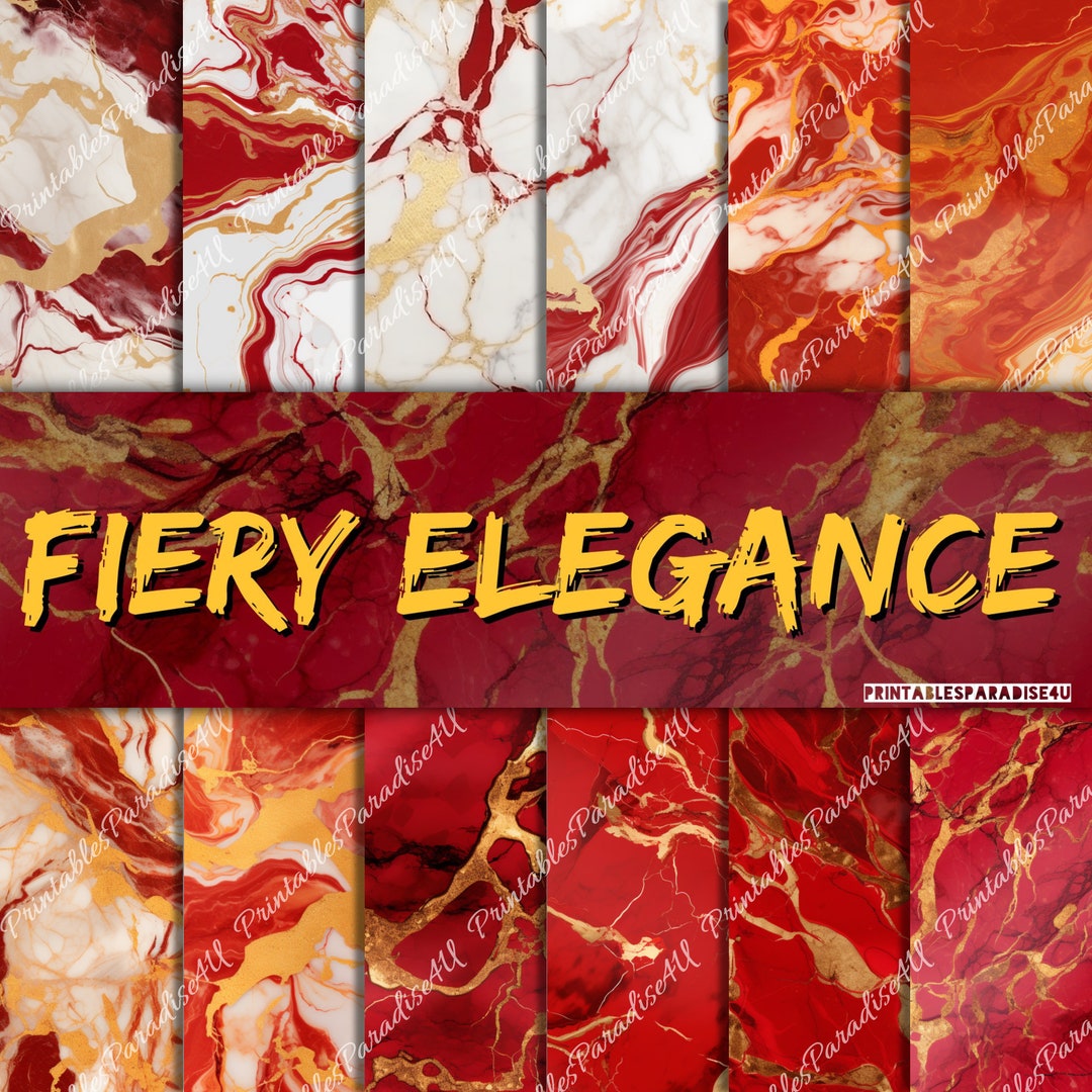 Red and Gold Digital Paper Set - Stencils, Digital Paper, Red and Gold ...