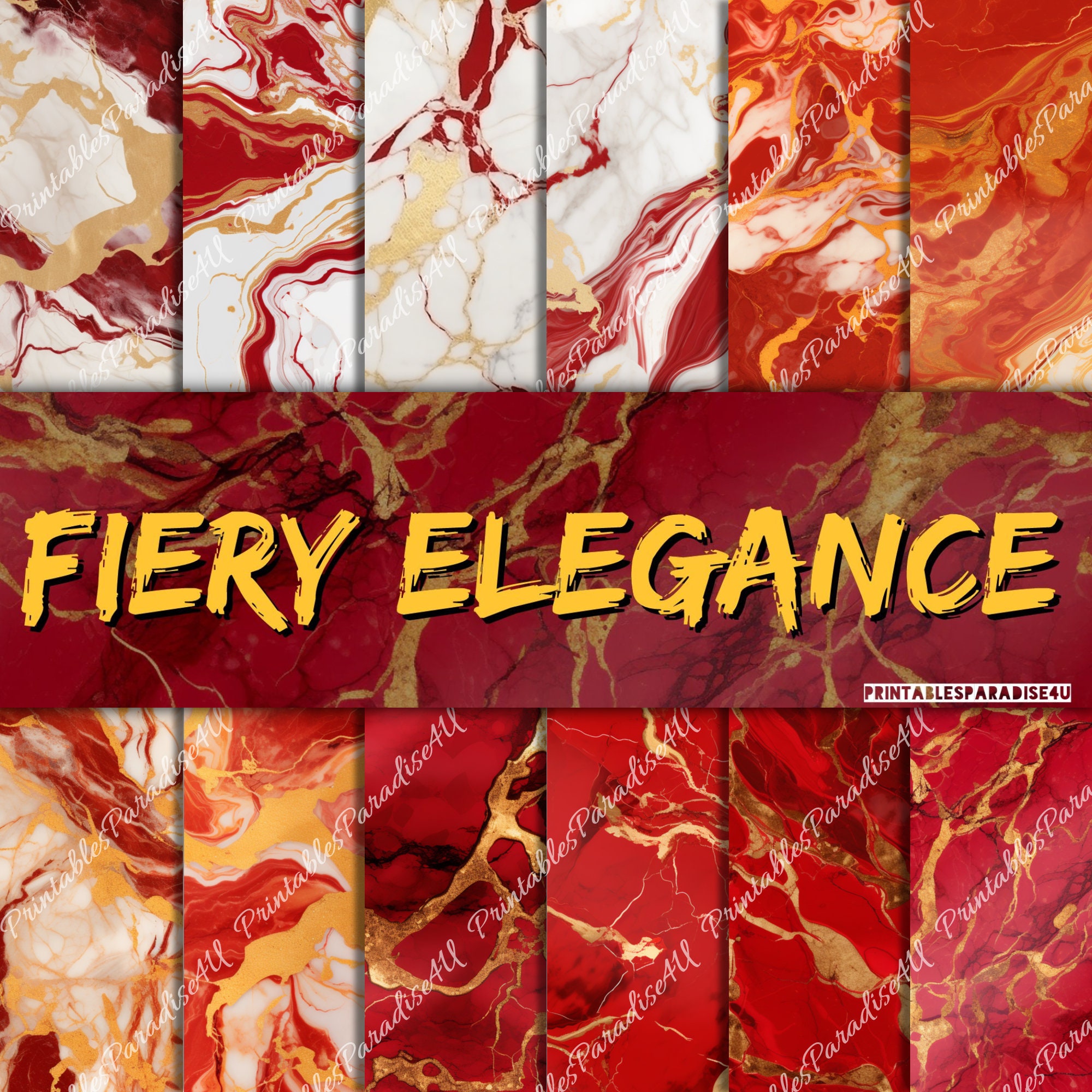 Red and Gold Digital Paper Set - Stencils, Digital Paper, Red and Gold ...