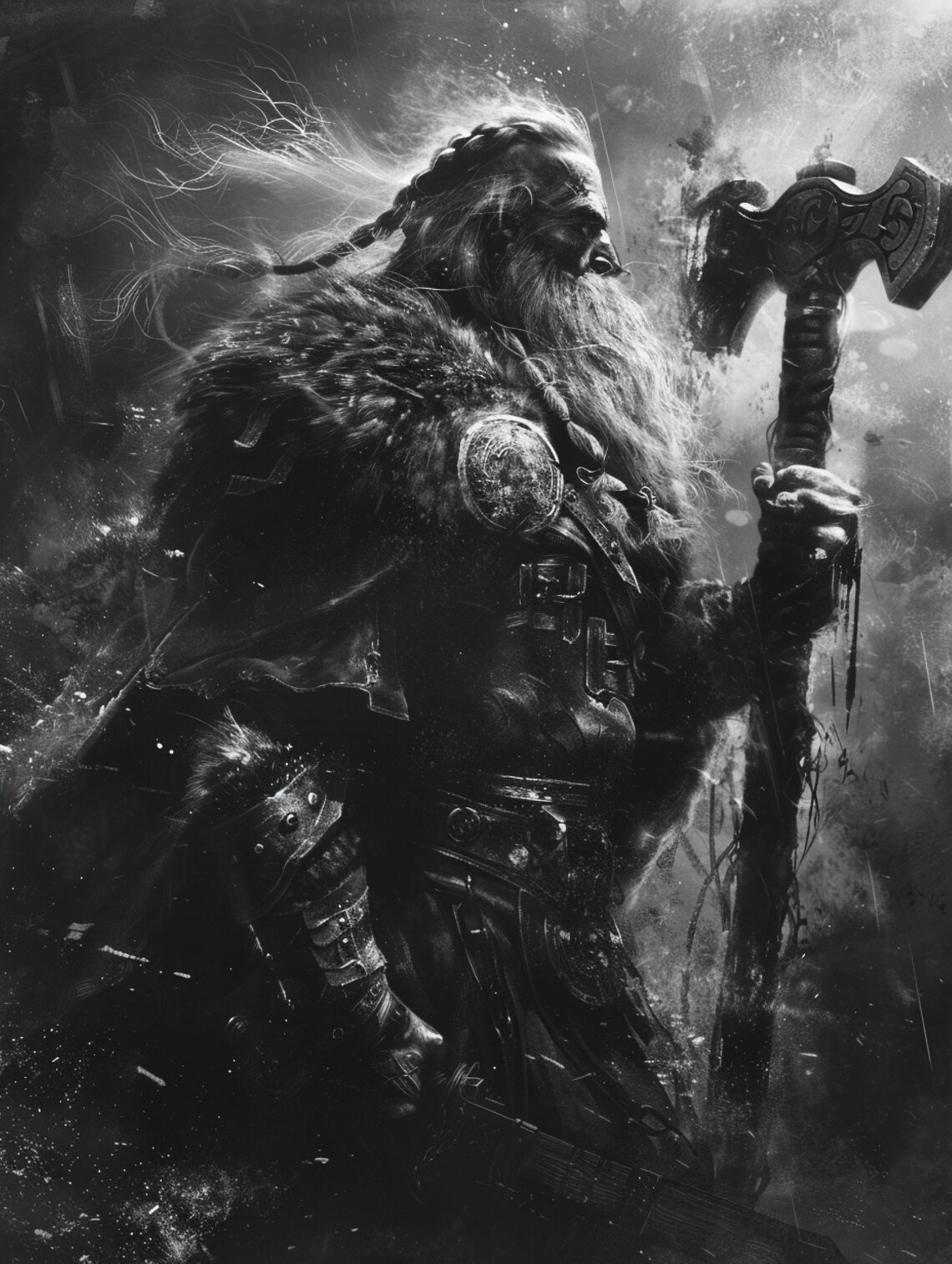 Odin Holding Thor's Hammer: Norse God AI Art Print (digital Download ...