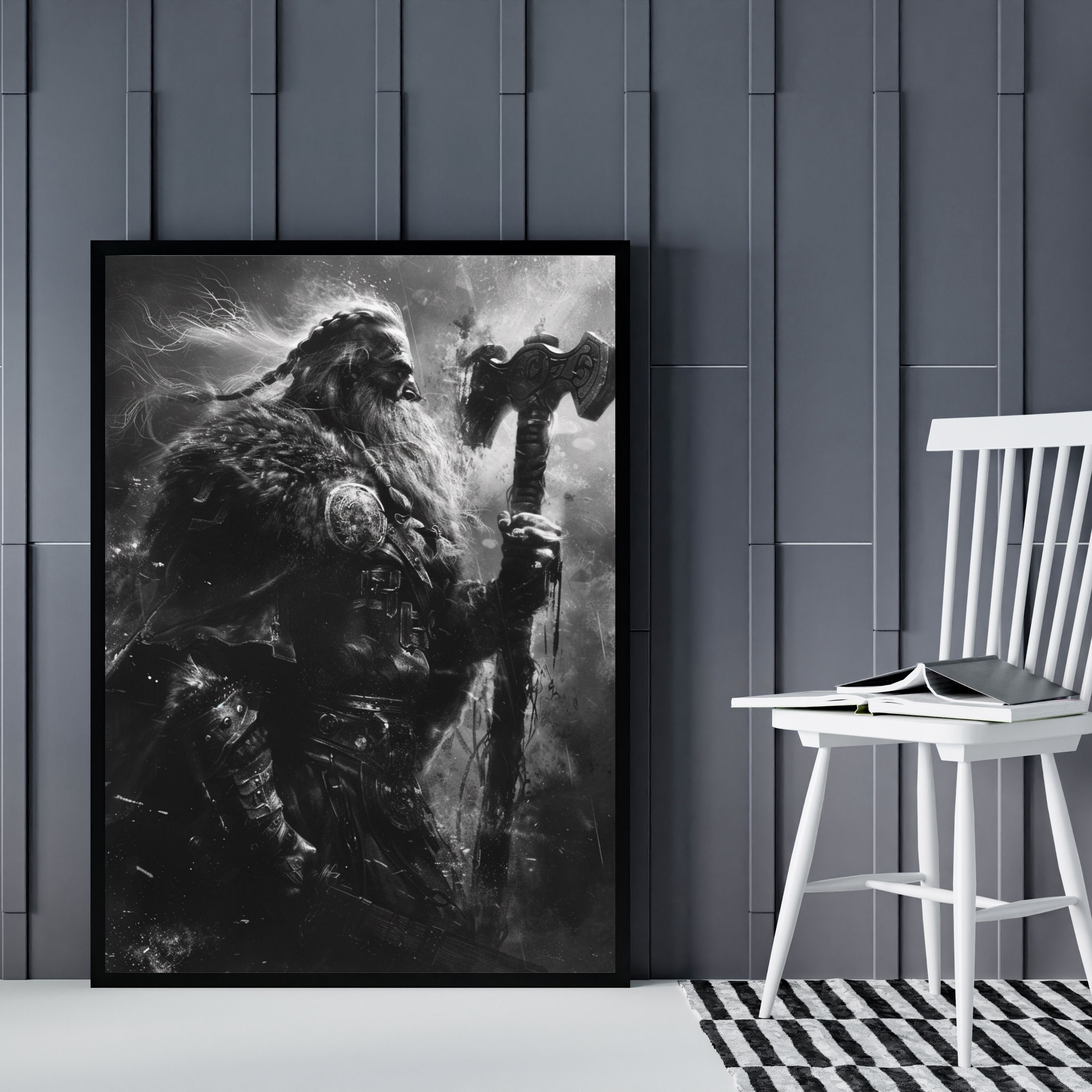 Odin Holding Thor's Hammer: Norse God AI Art Print (digital Download ...