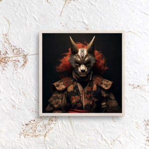 Samurai Wearing Kitsune Mask, Medieval Japanese Aesthetics, Niji Style ...