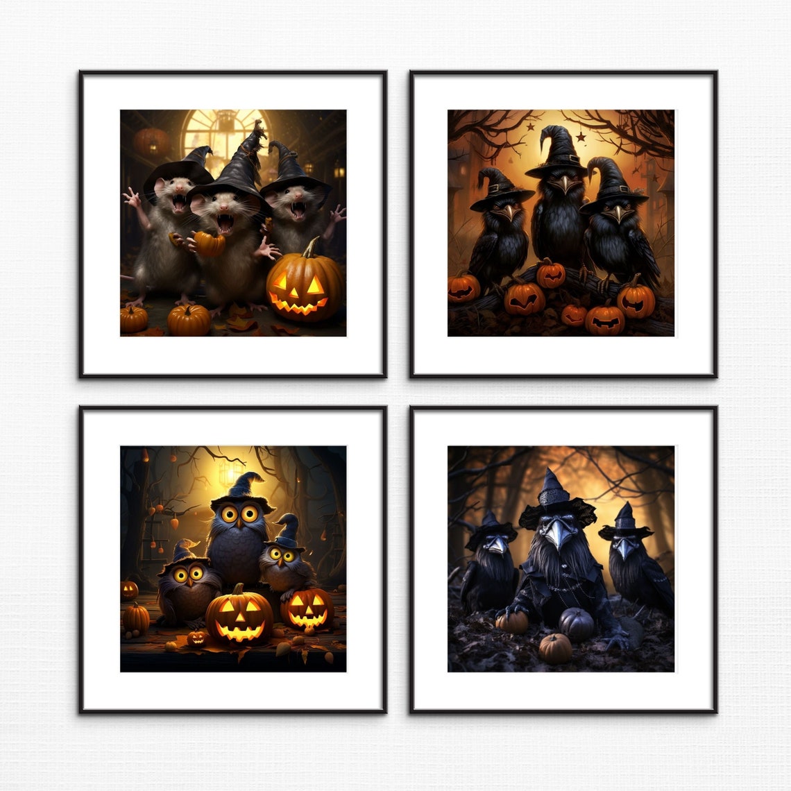 50 Halloween Animals, Rat, Bat, Raven, Crow, Spider, Owl, Pumpkins and ...