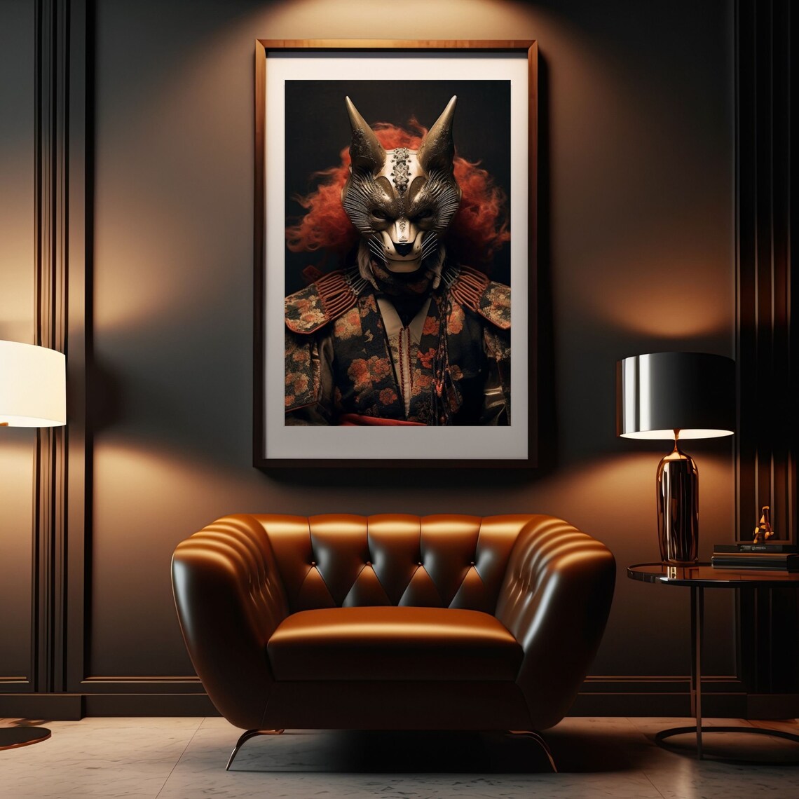 Samurai Wearing Kitsune Mask, Medieval Japanese Aesthetics, Niji Style ...