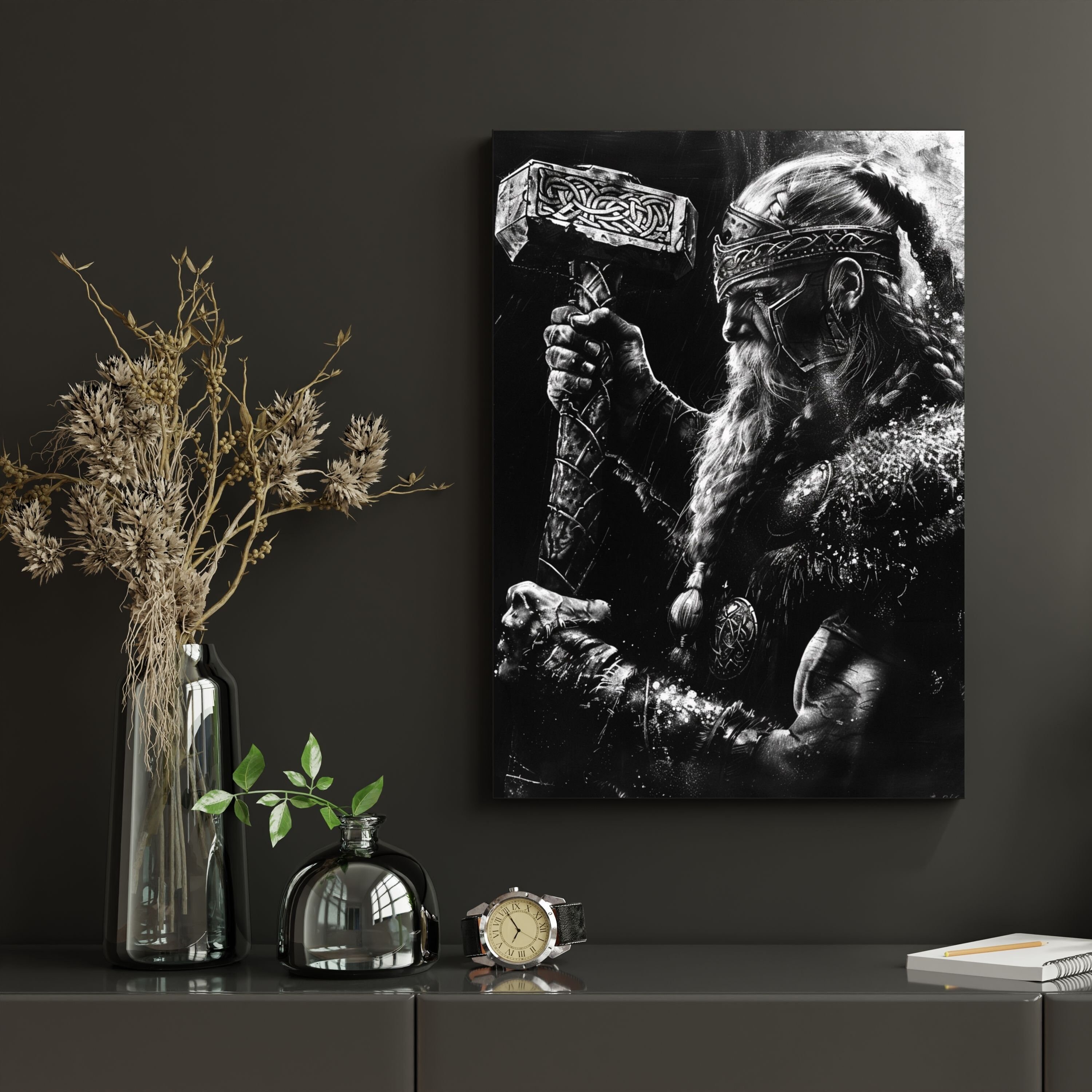 Odin Holding Thor's Hammer: Norse God AI Art Print (digital Download ...
