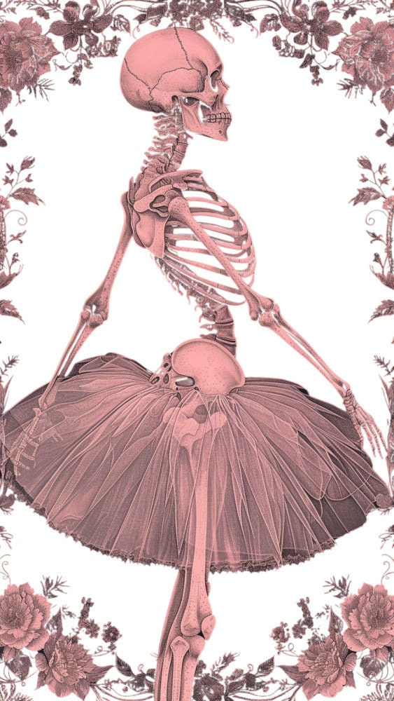 Ballerina Skeleton Dancing Poster Instant Download , Ai Printable ...