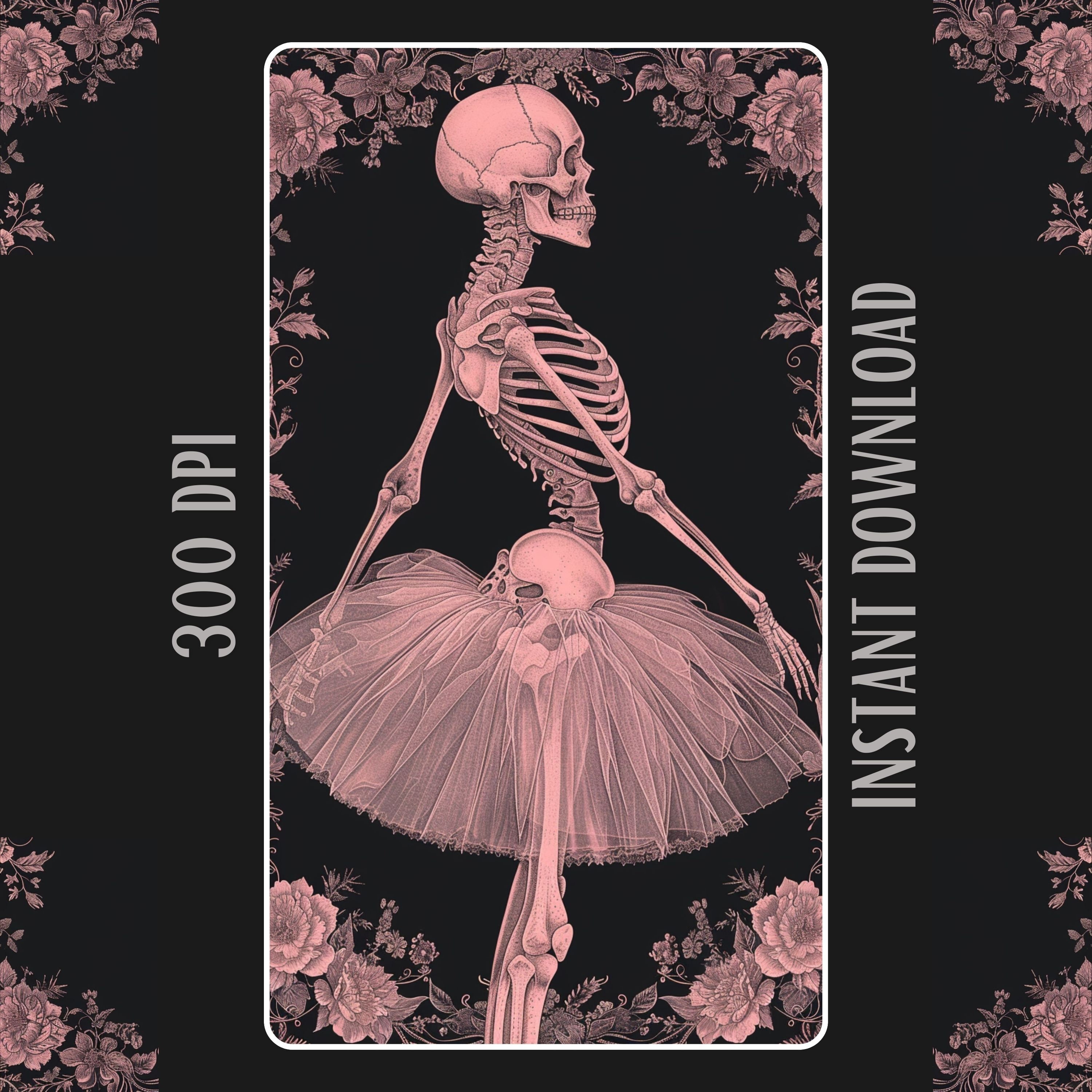 Ballerina Skeleton Dancing Poster Instant Download , Ai Printable ...