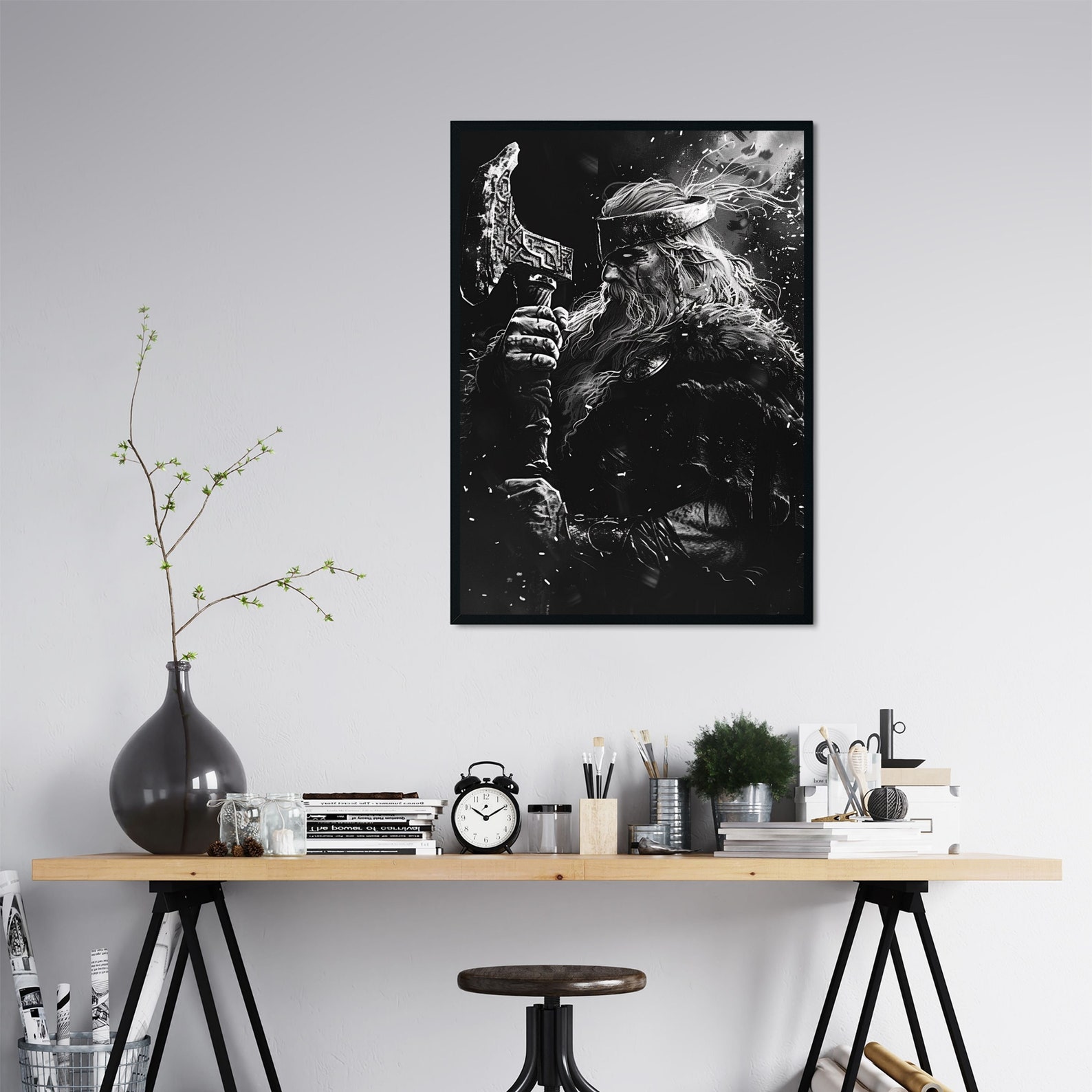 Odin Holding Thor's Hammer: Norse God AI Art Print (digital Download ...