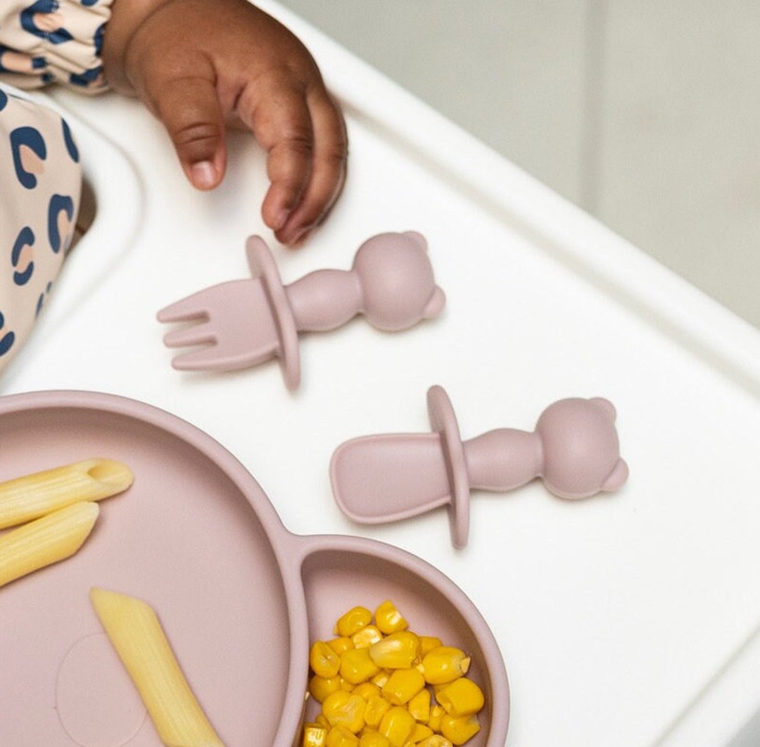 Baby Cutlery Set I Baby Weaning I Chomp Silicone Cutlery Set I Children ...