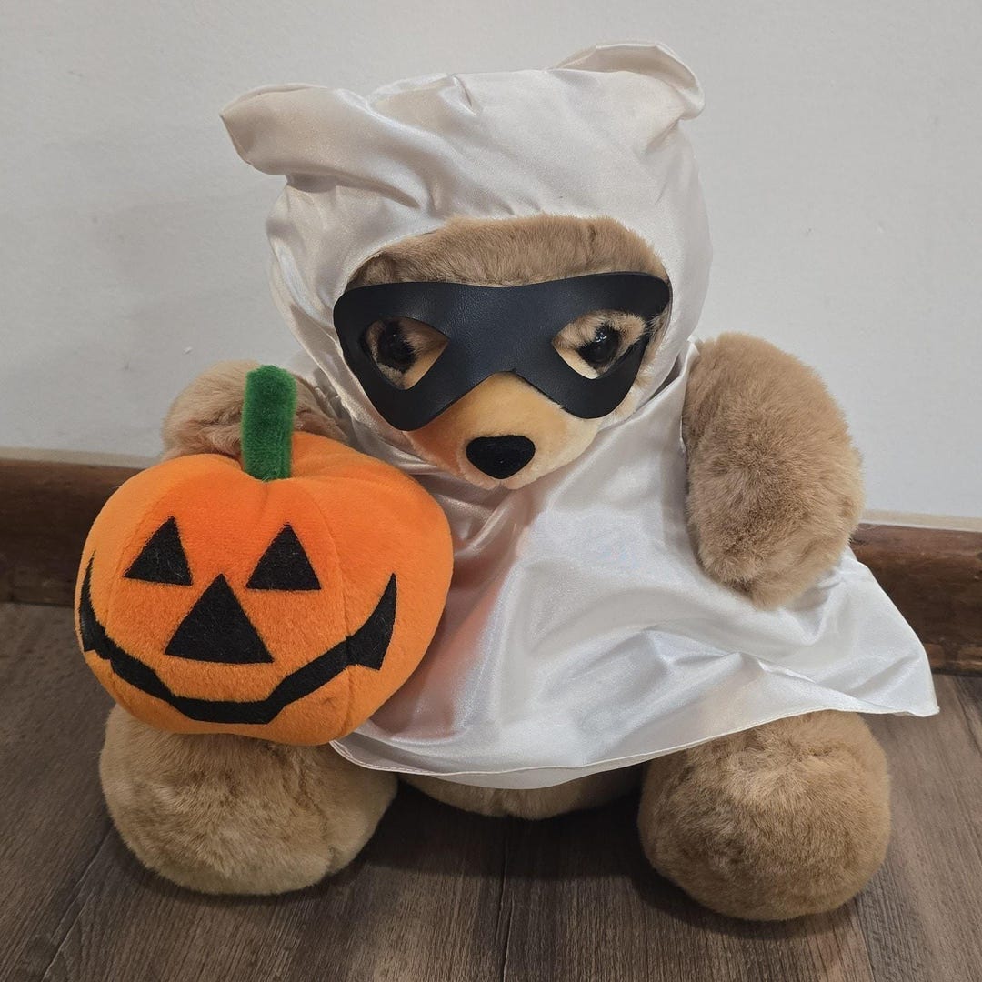 Vintage "kookie Spookie" Ghost Plush Halloween Bear 12" Stuffed Animal ...