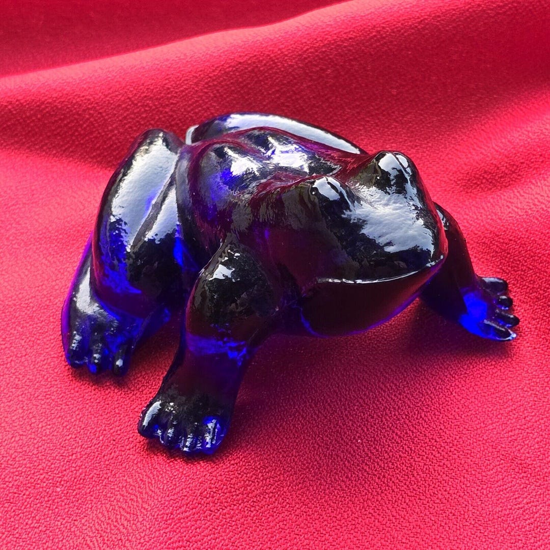 Glass Cobalt Blue Frog Figurine Figure Heavy Paperweight 4" - Etsy
