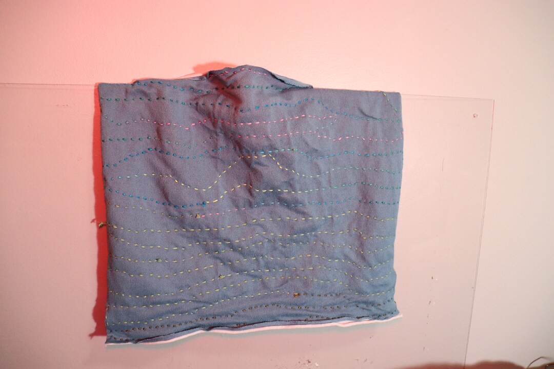 Blue Wave Hand-sewn Handkerchief With Running Stitch - Etsy