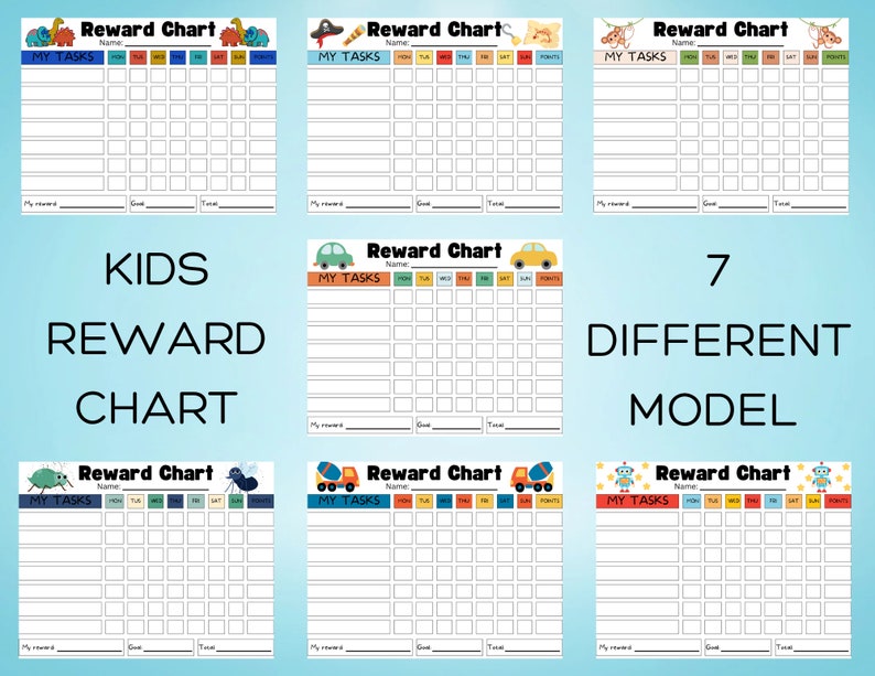 Printable Kids Reward Chart | Kids Behavior Chart | Kids Routine Chart ...