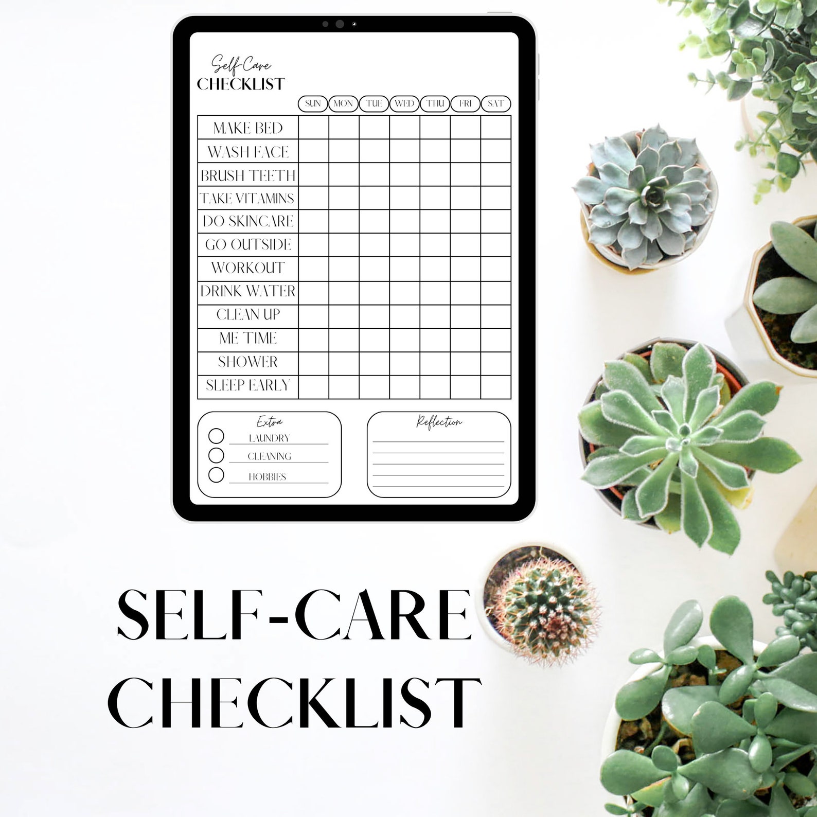 Self Care Checklist Printable Template, Self-care Routine Plan, Daily ...