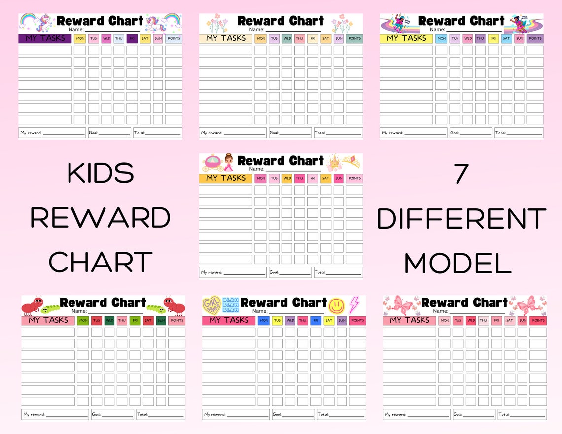 Printable Kids Reward Chart | Kids Behavior Chart | Kids Routine Chart ...