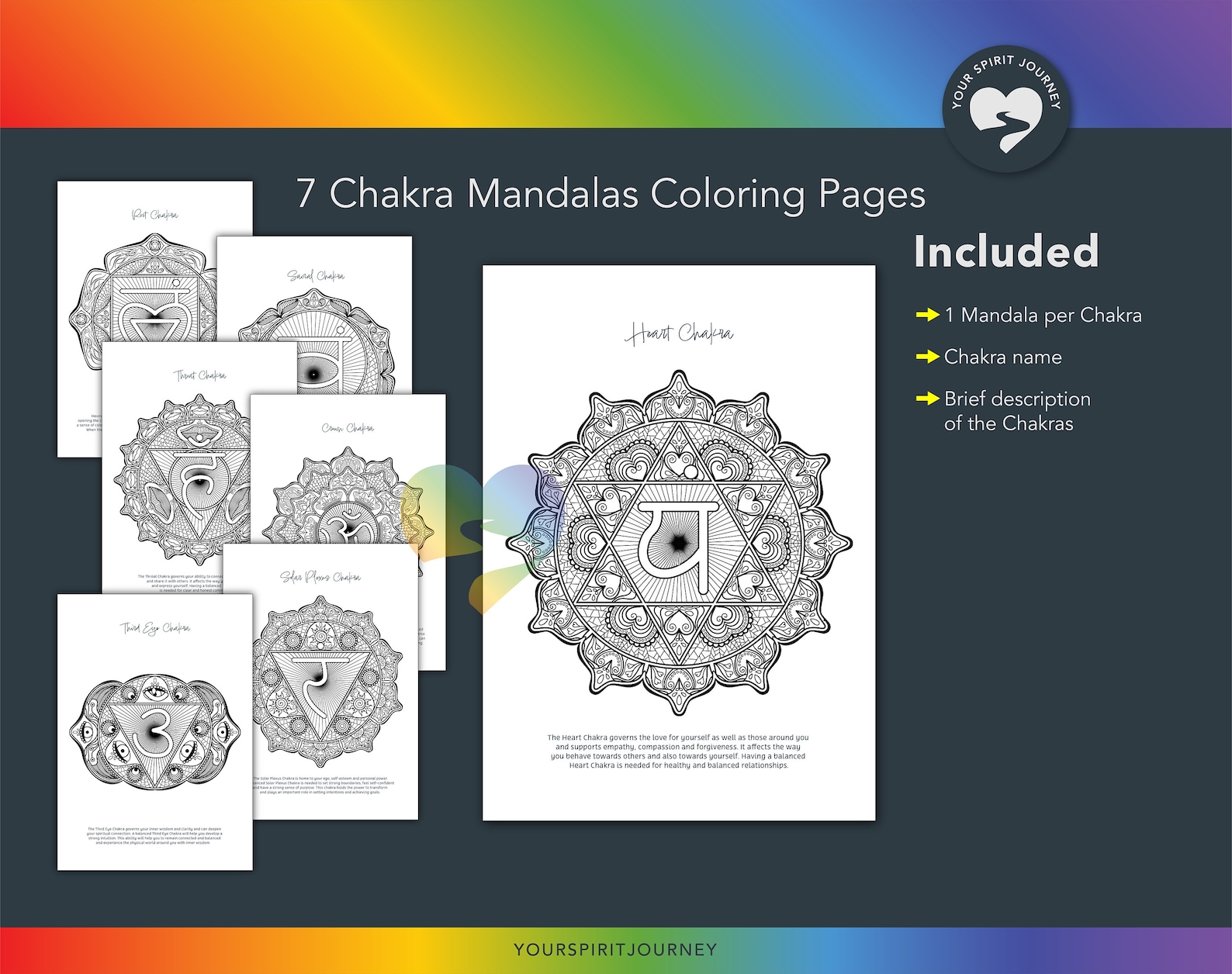7 Chakra Mandalas Coloring Pages | Instant Download - Etsy