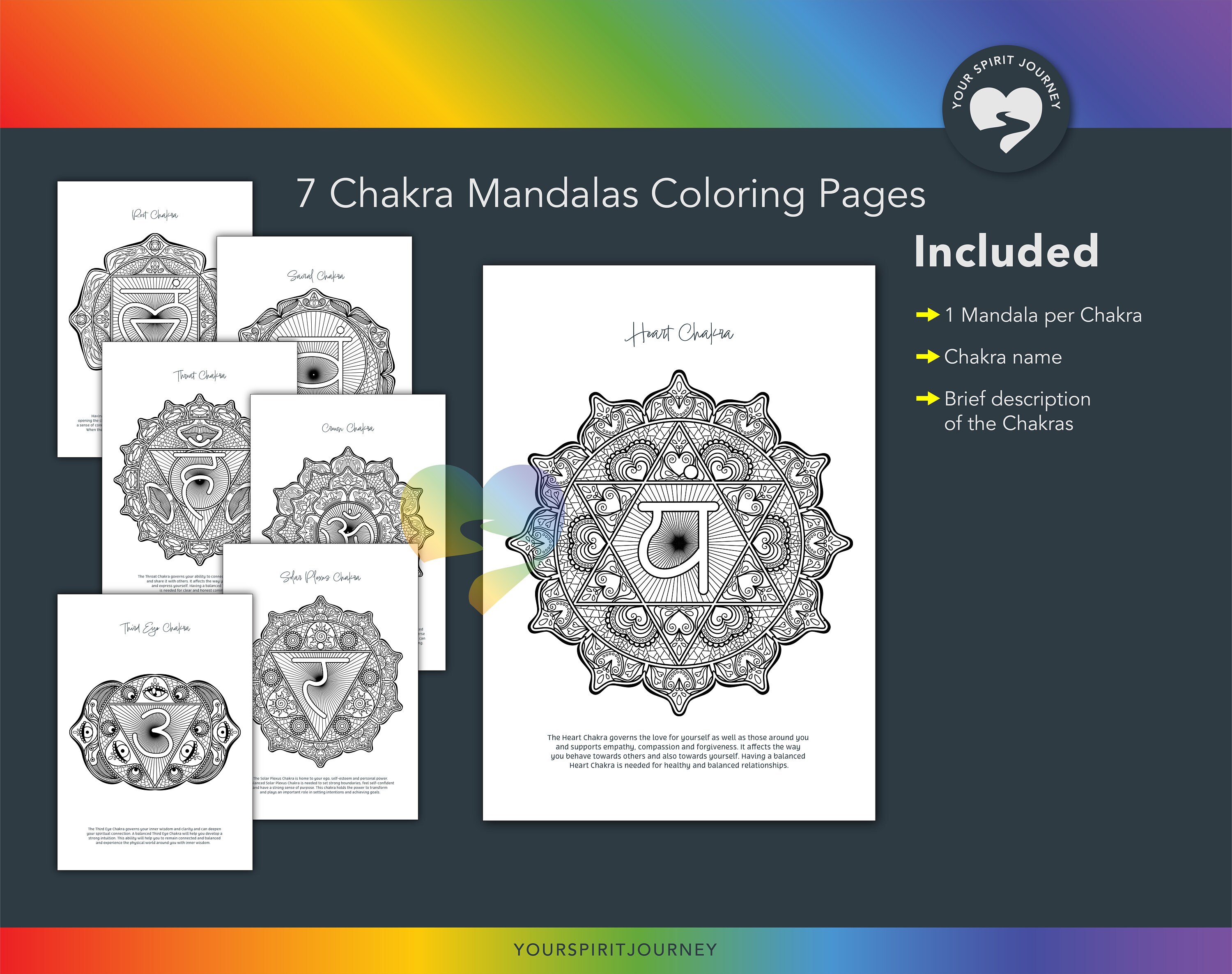 7 Chakra Mandalas Coloring Pages | Instant Download - Etsy