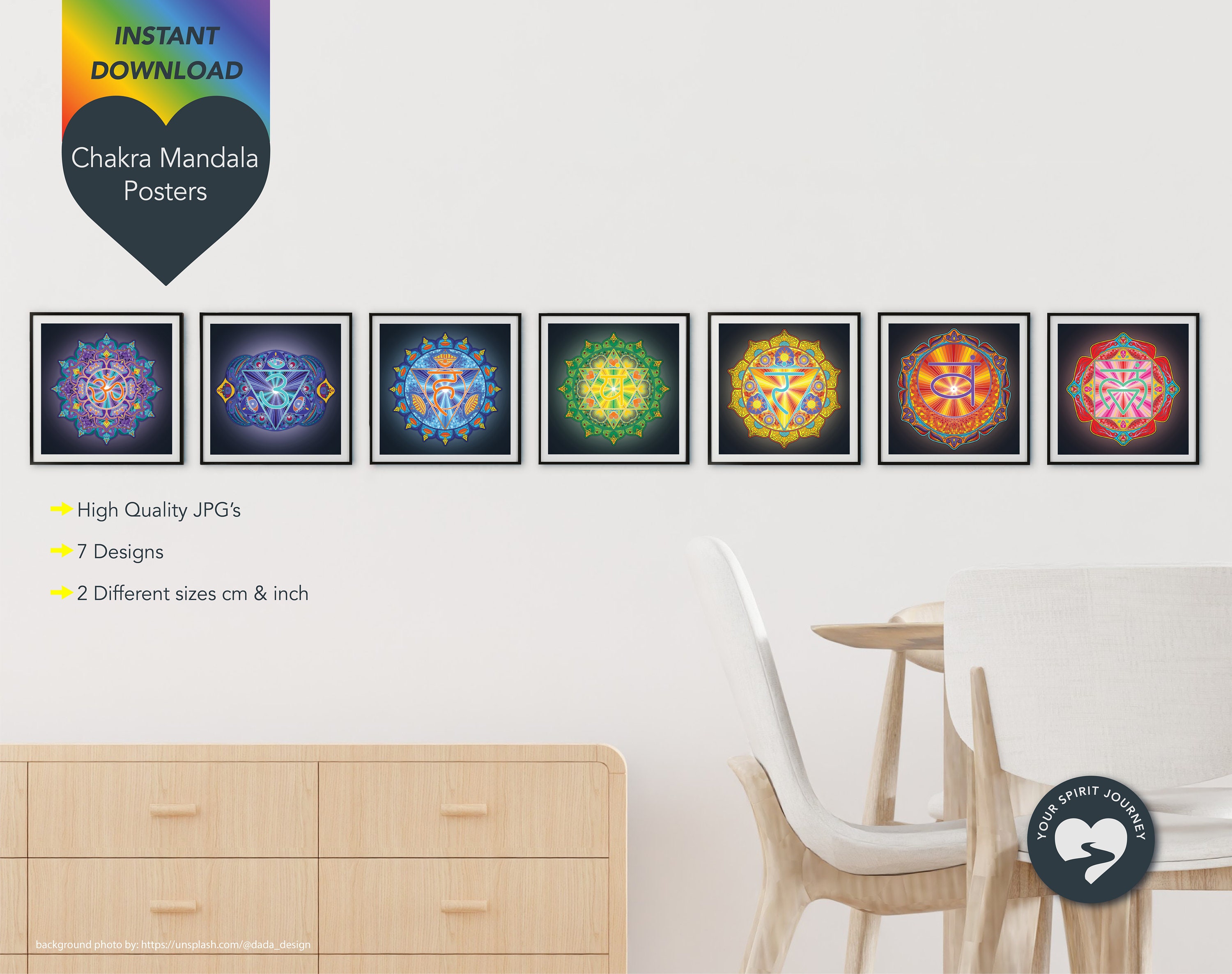 7 Chakra Mandala Posters Instant Download, Wall Art - Etsy