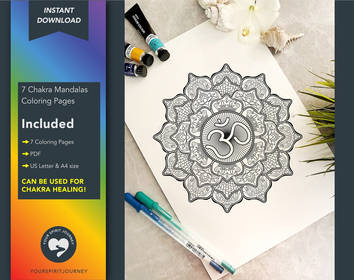 7 Chakra Mandalas Coloring Pages | Instant Download - Etsy