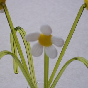 Handmade Glass Daisy Arrangement: Daisies, Fluted Vase, Grass ...