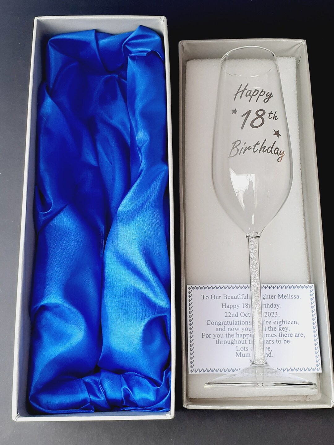 18th Birthday Glitzy Processco / Champagne Flute in Presentation Gift ...