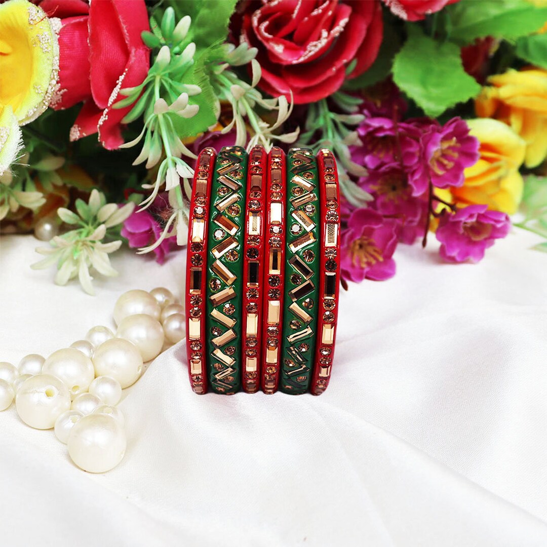 Bridal Lac Bangles With Beautiful Kundan Design Taj Bridal Store - Etsy