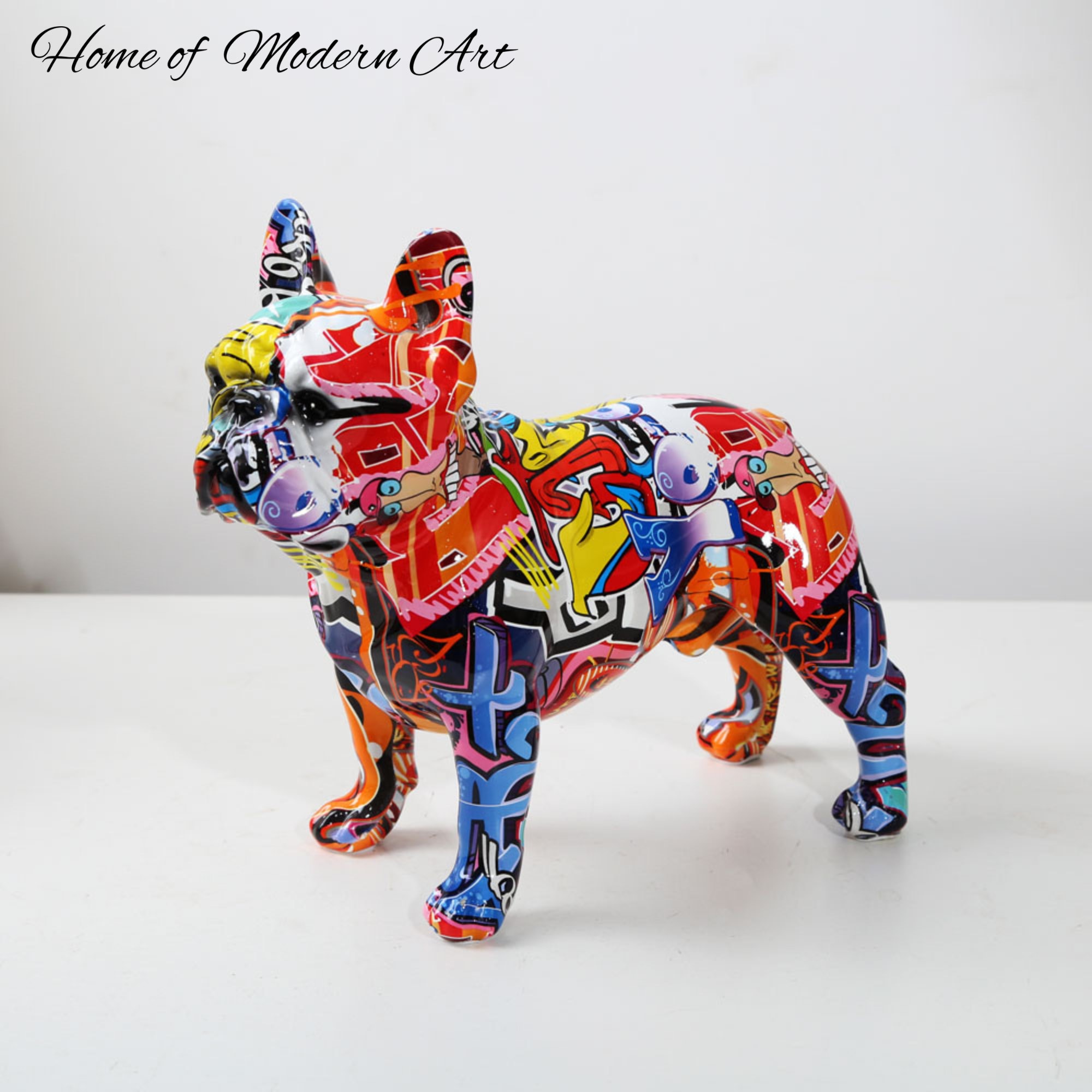 Modern Bulldog Statue, Graffiti Pop Art Inspired, Stylish Home Decor ...
