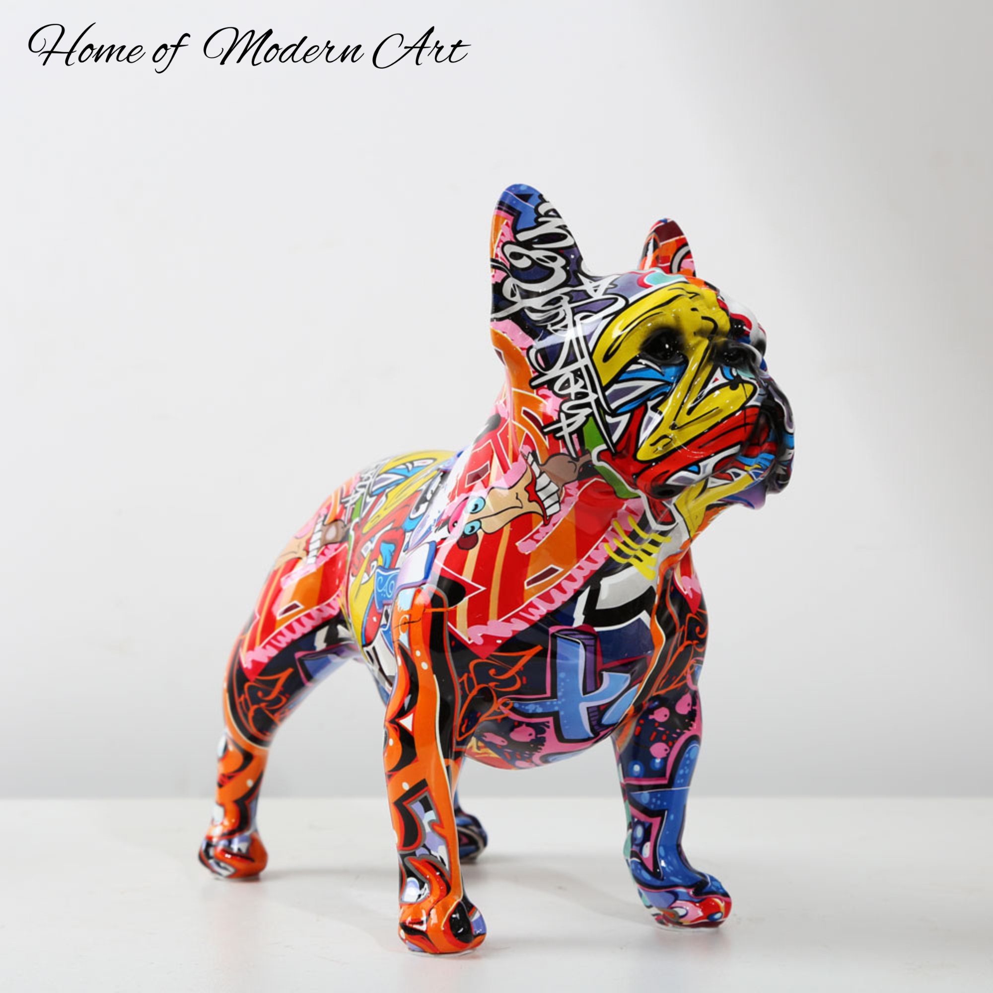 Modern Bulldog Statue, Graffiti Pop Art Inspired, Stylish Home Decor ...
