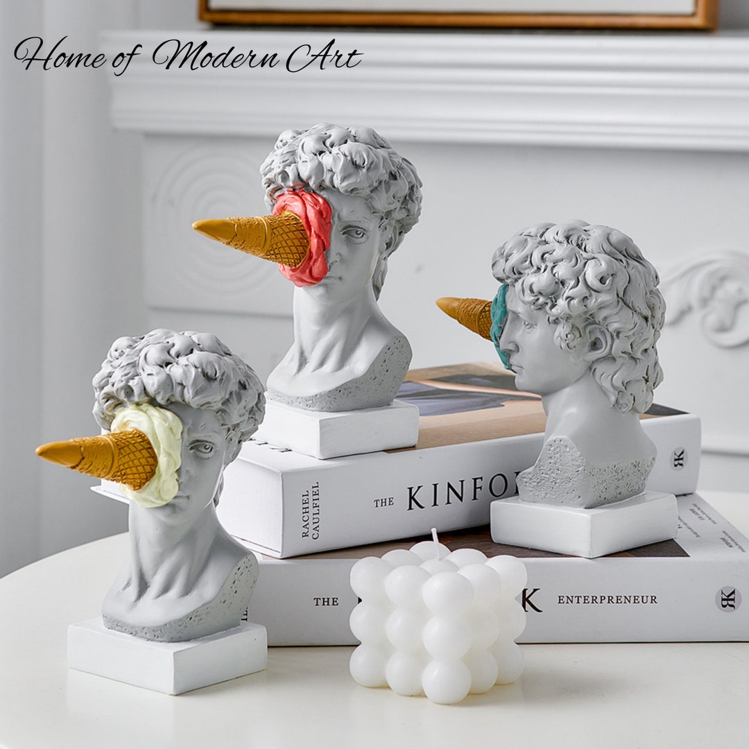 Melting Ice Cream David Statue Modern Sculpture for Bookcase - Etsy