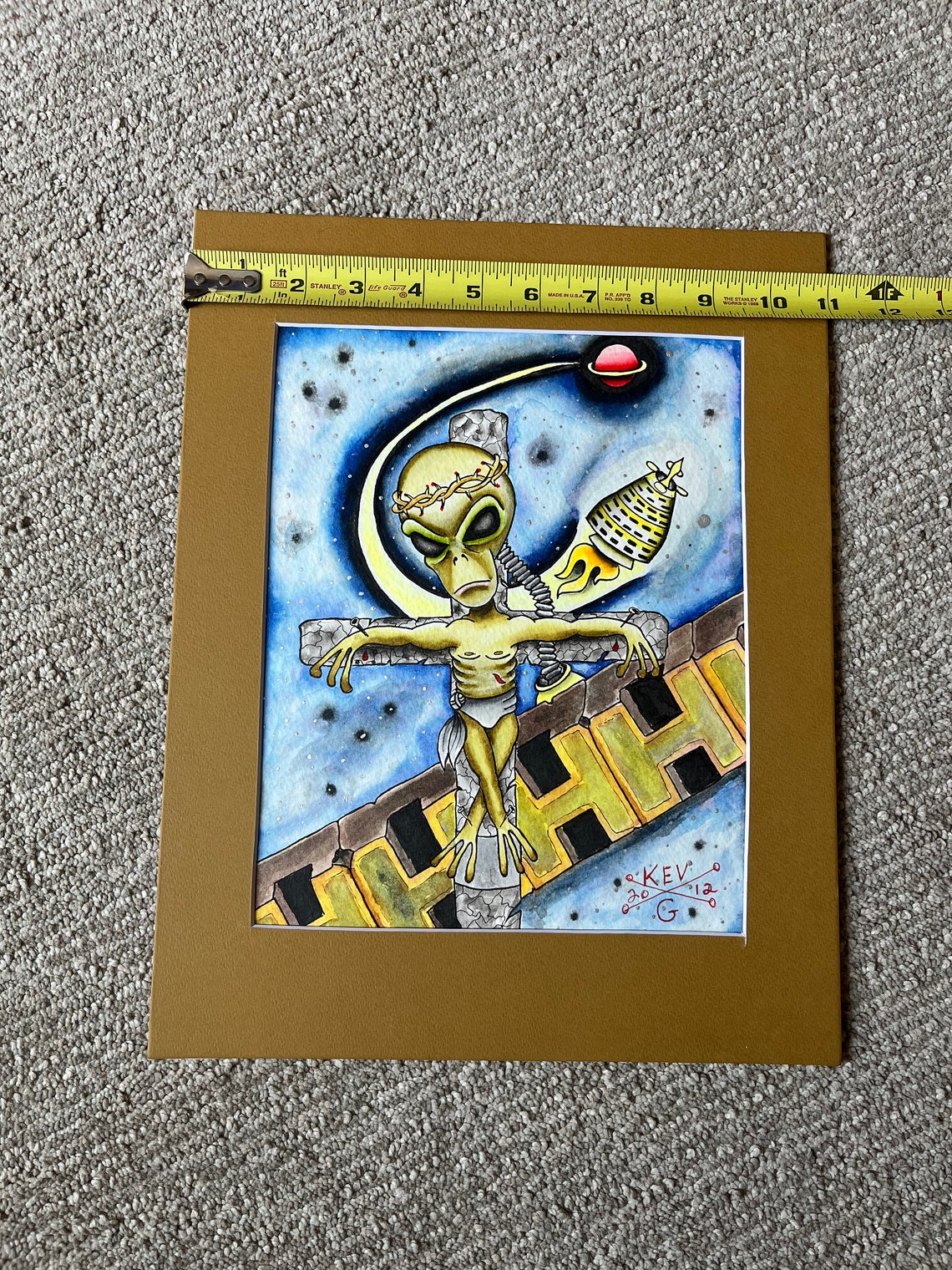 Original Watercolor Sci Fi Alien Painting ~~~~ ORIGINAL ~ ( NOT A PRINT ...