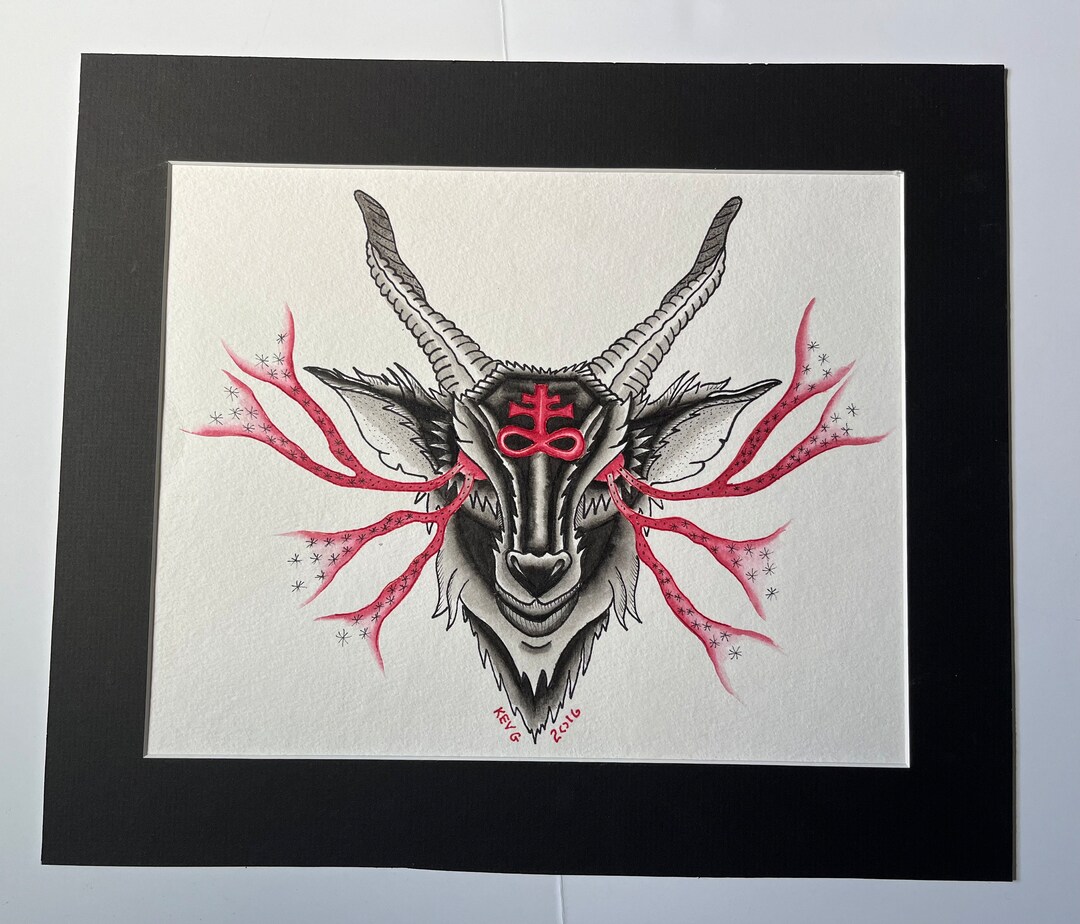 Original One of a Kind Baphomet Watercolor Painting ~~~~ ORIGINAL ...