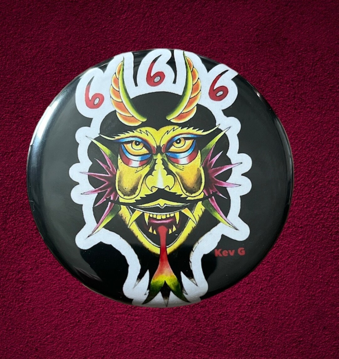 Art by Kev G Satanic Devil Demon Pin Pinback - Etsy