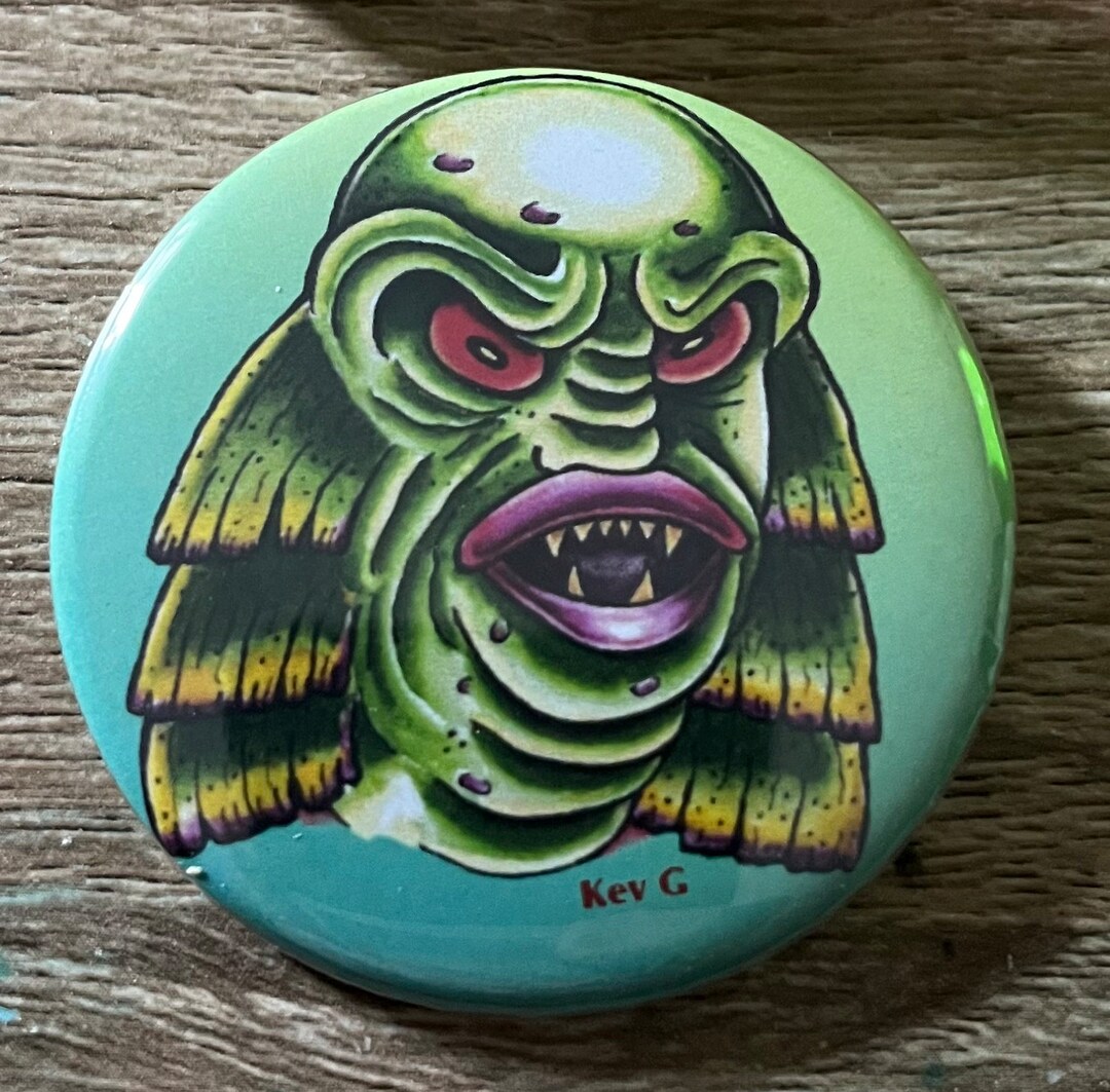 Tattoo Flash Style Swamp Creature by Art by Kev G Pin Pinback - Etsy