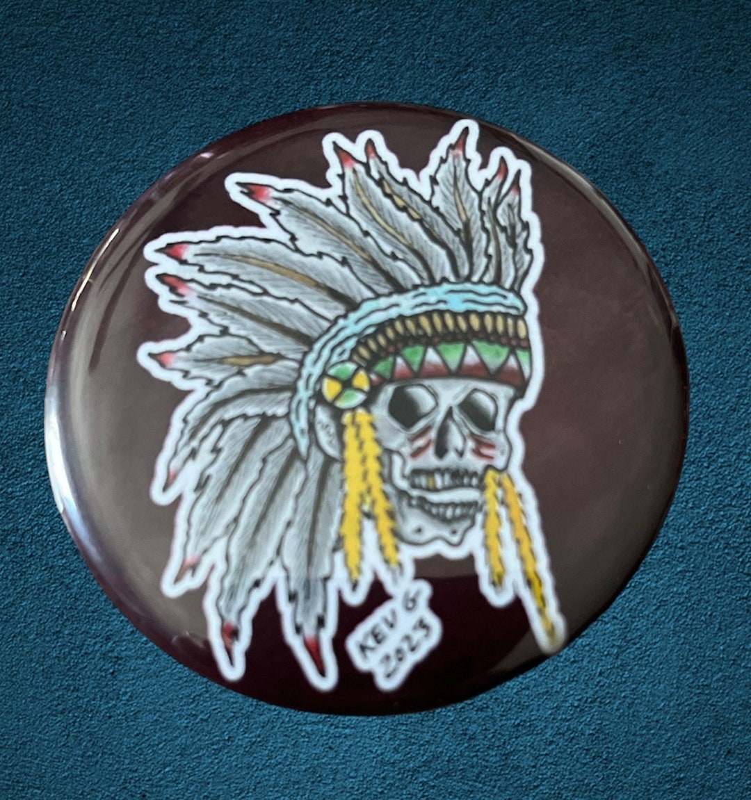 Art by Kev G ~ Traditional Indian Chief Tattoo Flash ~ Skull , Pin ...