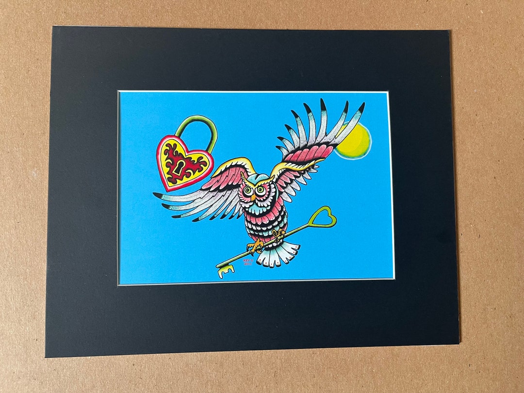 Owl Lock & Key Art Print by Kev G - Etsy