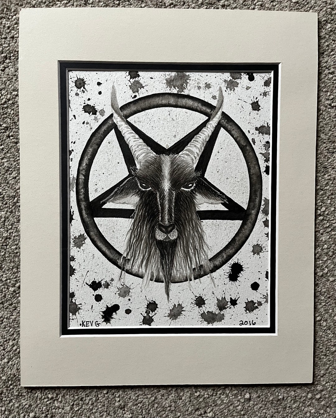 Original One of a Kind Watercolor Baphomet Painting ~~~~ ORIGINAL ...