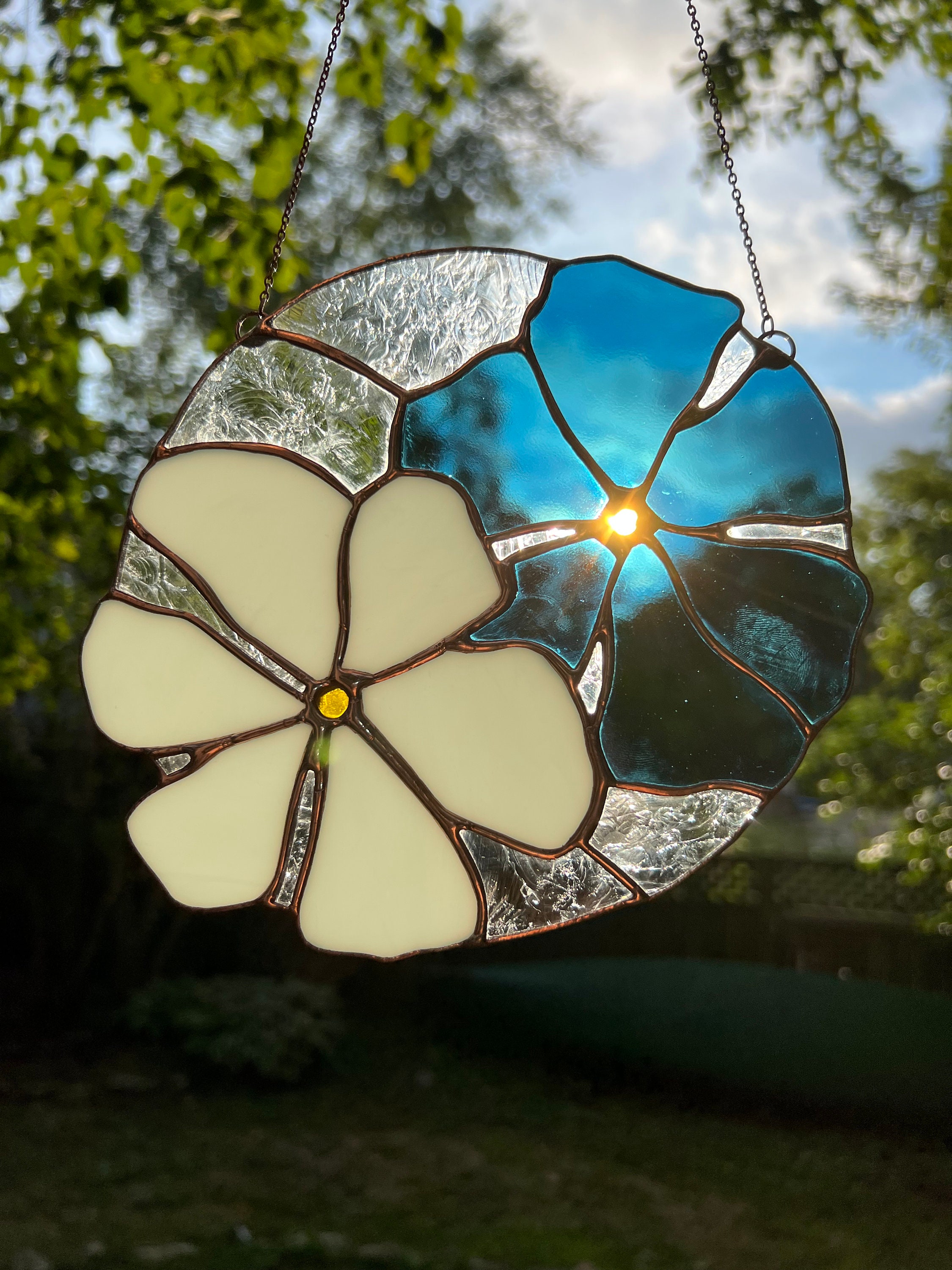 Boho Flower Stained Glass Suncatcher - Etsy