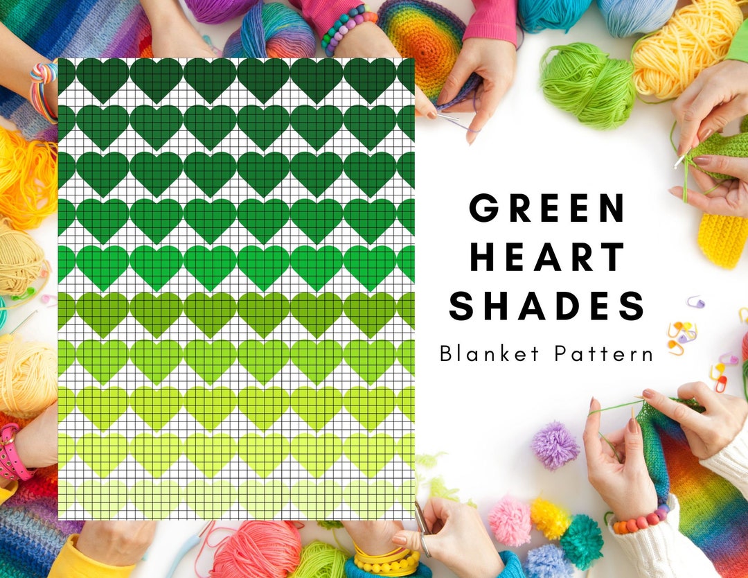 Green Heart Shades C2C, Single Crochet Blanket Pattern, Graphgan - Etsy