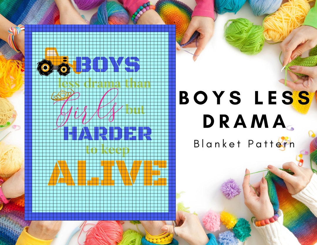 Boys Less Drama C2C, Single Crochet Blanket Pattern, Graphgan - Etsy