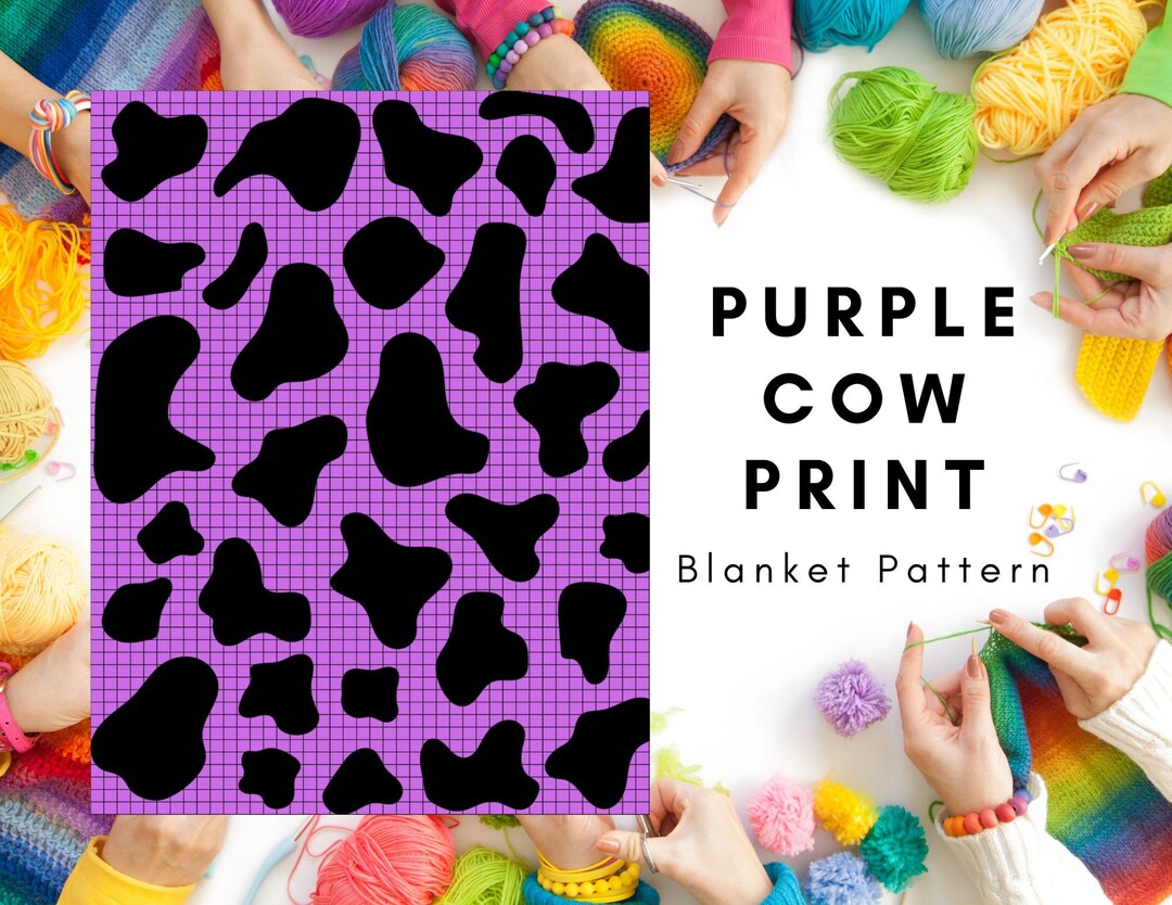 Purple Cow Print - C2C, Single Crochet Blanket Pattern, Graphgan - Etsy