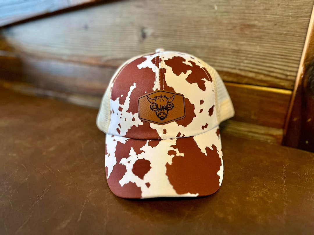 Highland Cow Hat, Cow Print Hat, Womens Ponytail Hat - Etsy Australia