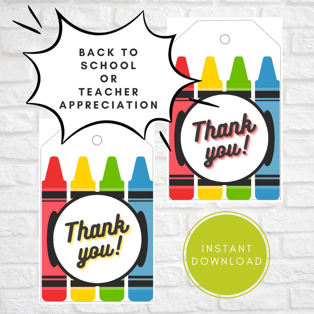 INSTANT Download Teacher Appreciation or Back to School Gift Tag, Thank ...