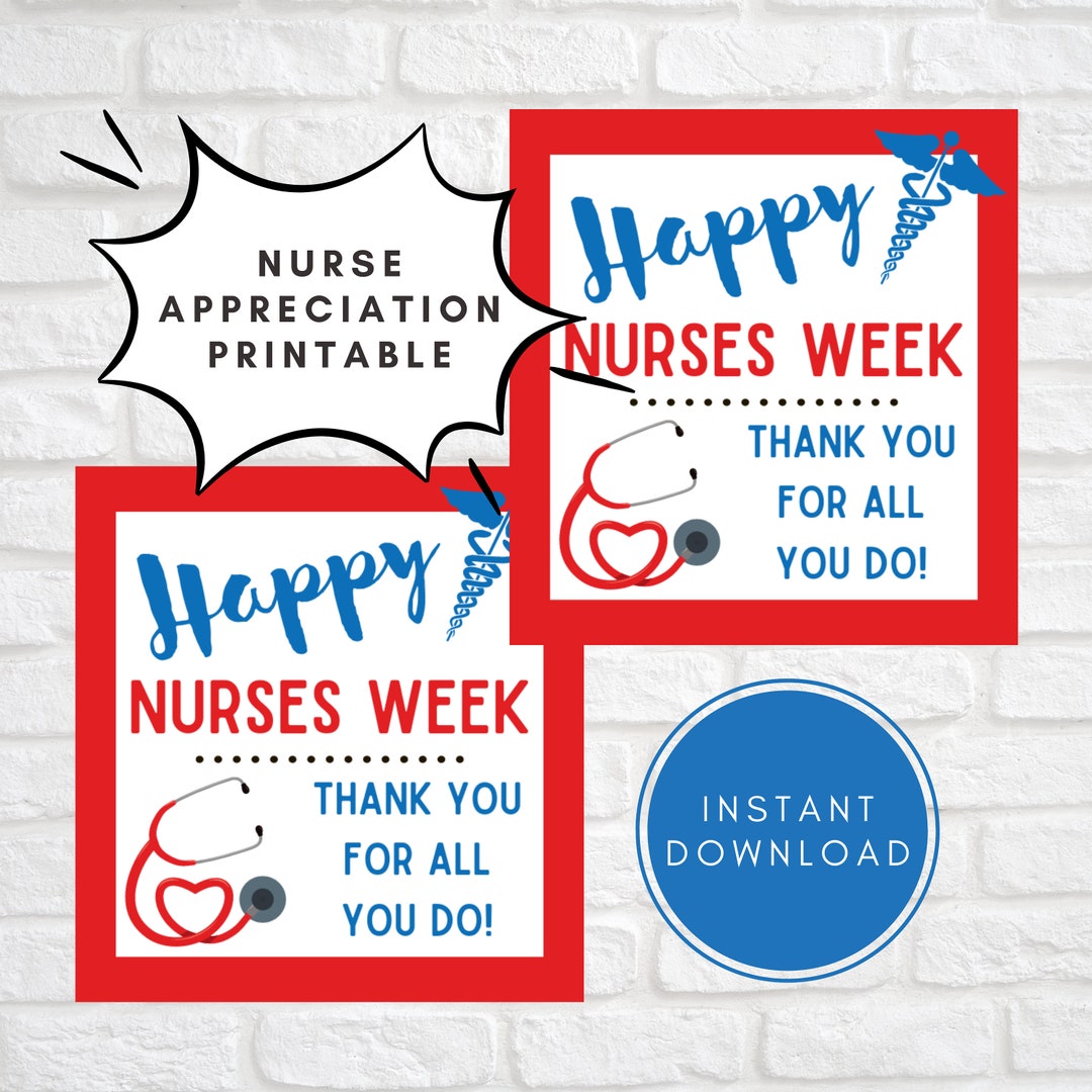INSTANT Download Nurse Appreciation Gift Tag, Red Nurses Week Thank You ...