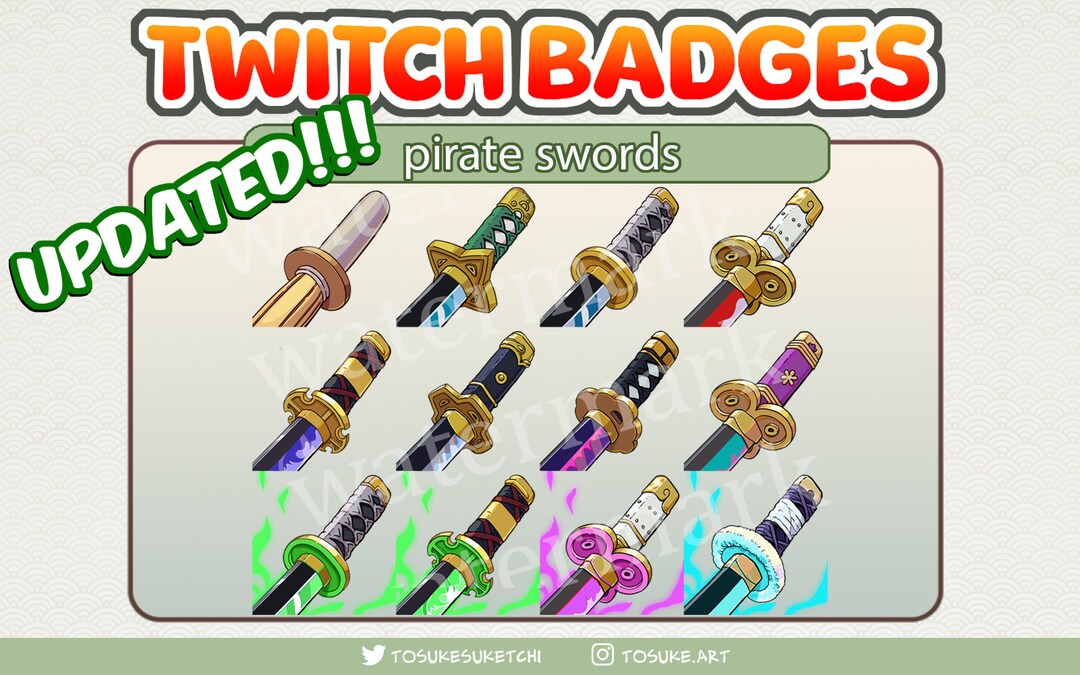 Pirate Sword Twitch Badges / Emotes Bit or Sub Katana - Etsy UK